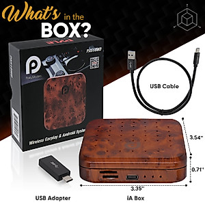 PyleUsa Wireless CarPlay Android Auto Multimedia Video Box,4GB RAM 64GB ROM,2.4GHz,5GHz Dual Band WiFi BT,Octa Core 64Bit,4K Full HD,H.265,USB3.0 Android Box,Screen Mirroring, Install Android Apps