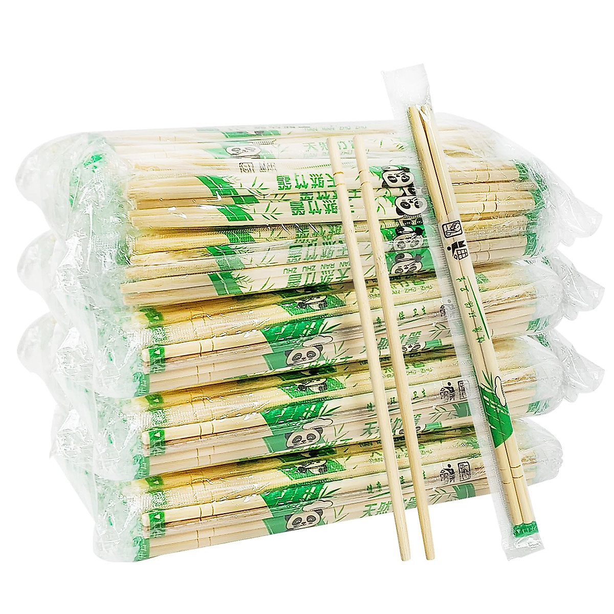 UEJYWUY 400 Pairs 8 Inch Disposable Chopsticks, Separated Sleeved Individually Wrapped Disposable Bamboo Chopsticks, Bamboo Wooden Chopsticks for Noodles, Sushi, Asian Food