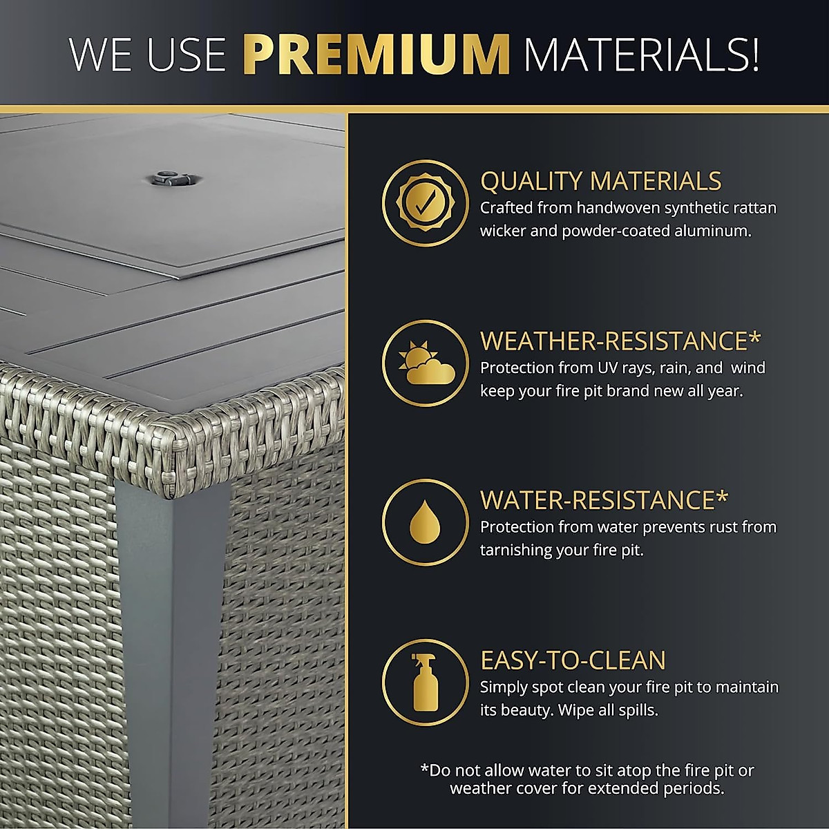 Mazatzal 28IN Square Propane Fire Pit Table 50,000 BTU Small Patio Gas Firepit Table Auto-Ignition Fire Table with Rust-Free Aluminum Tabletop and Weather Cover for Indoor Outside Deck Backyard