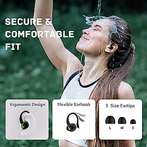 for Samsung Galaxy Z Flip3 Wireless Earbuds Bluetooth Headphones 48hrs Play Back Sport Earphones with LED Display Over-Ear Buds with Earhooks Built-in Mic - Black