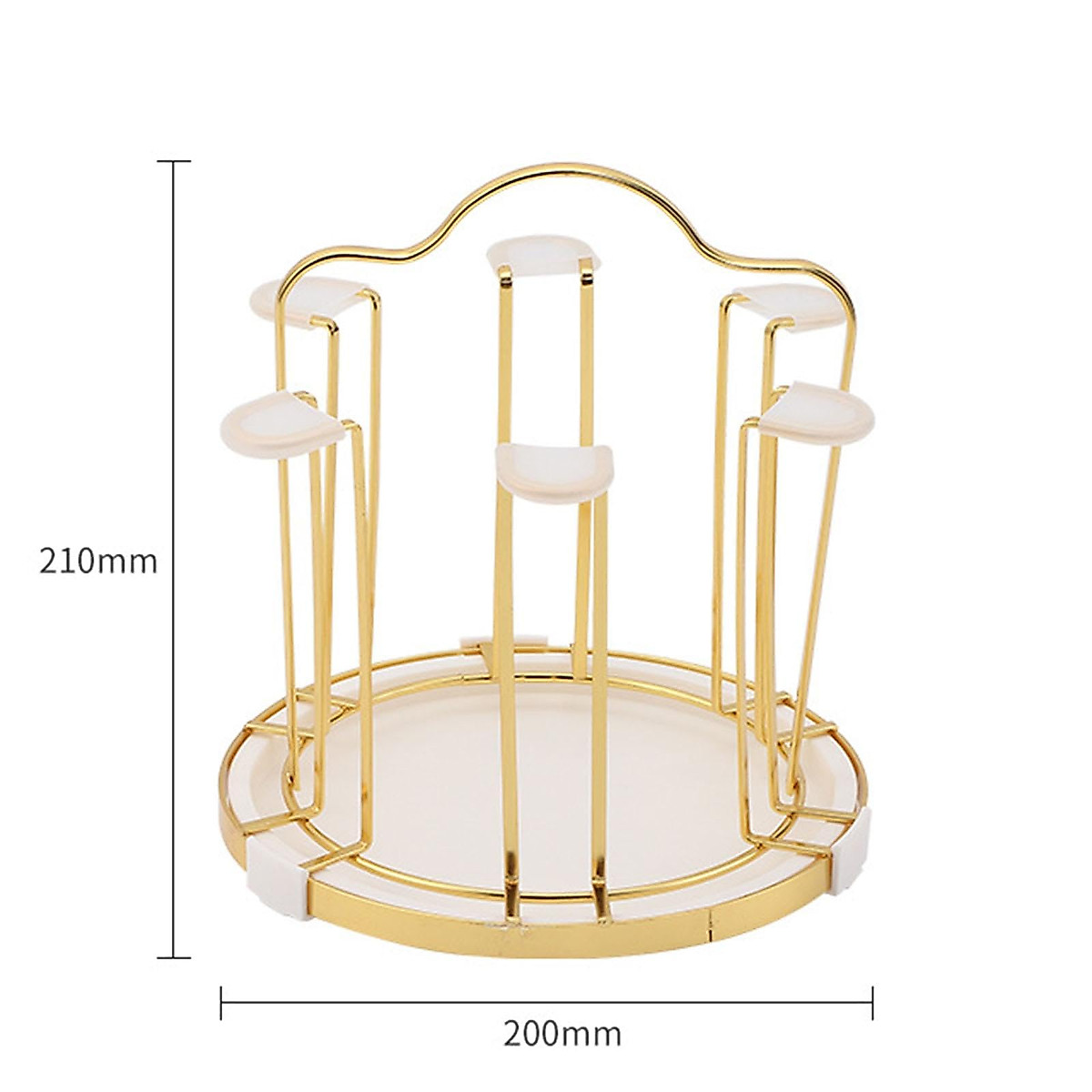 Qianly Cup Drying Rack with Drainboard Tray, Cup Stand Holder, Drinking Glass Drainer Stand Mugs Cups Organizer for Tea Shop Office, White