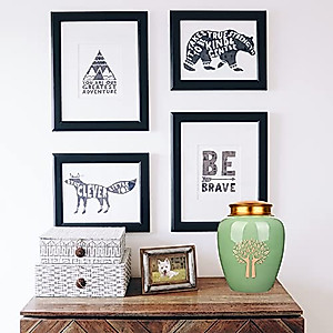 Stylitzy Medium Urn for Human Ashes,Decorative Ceramic Cremation Urn for Human or Pet Ashes,Small Keepsake Urn for Sharing Ashes Hold Up to 65 Cubic Inch,Tree of Life Design Memorial Urns (Green)