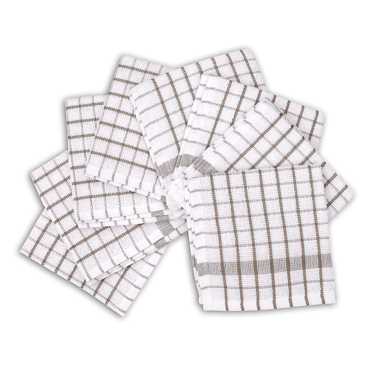 AMOUR INFINI Terry Grid Dish Cloths Pack of 8 Highly Absorbent, Quick Dry Dish Rags Super Soft Premium Kitchen Dish Cloth for Washing Dishes Dish (12x12 Inch - Beige)