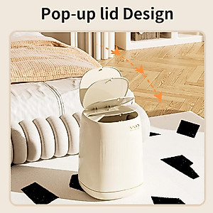 WDPUCHU 8 Liter White Plastic Trash Can Wastebasket with Press Type Lid,2.1 Gallon Trash Bin,Trash Can Waste Bins for Bedroom, Bathroom, Office,Kitchen