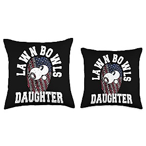 Lawn Bowls Daughter Design Co. American Flag Fingerprint Patriotic Lawn Bowls Daughter Throw Pillow, 16x16, Multicolor