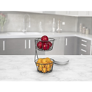 Spectrum Diversified Paxton 2-Tier Server for Storage and Organization of Fruit Vegetables Snacks and More, Large, Industrial Gray