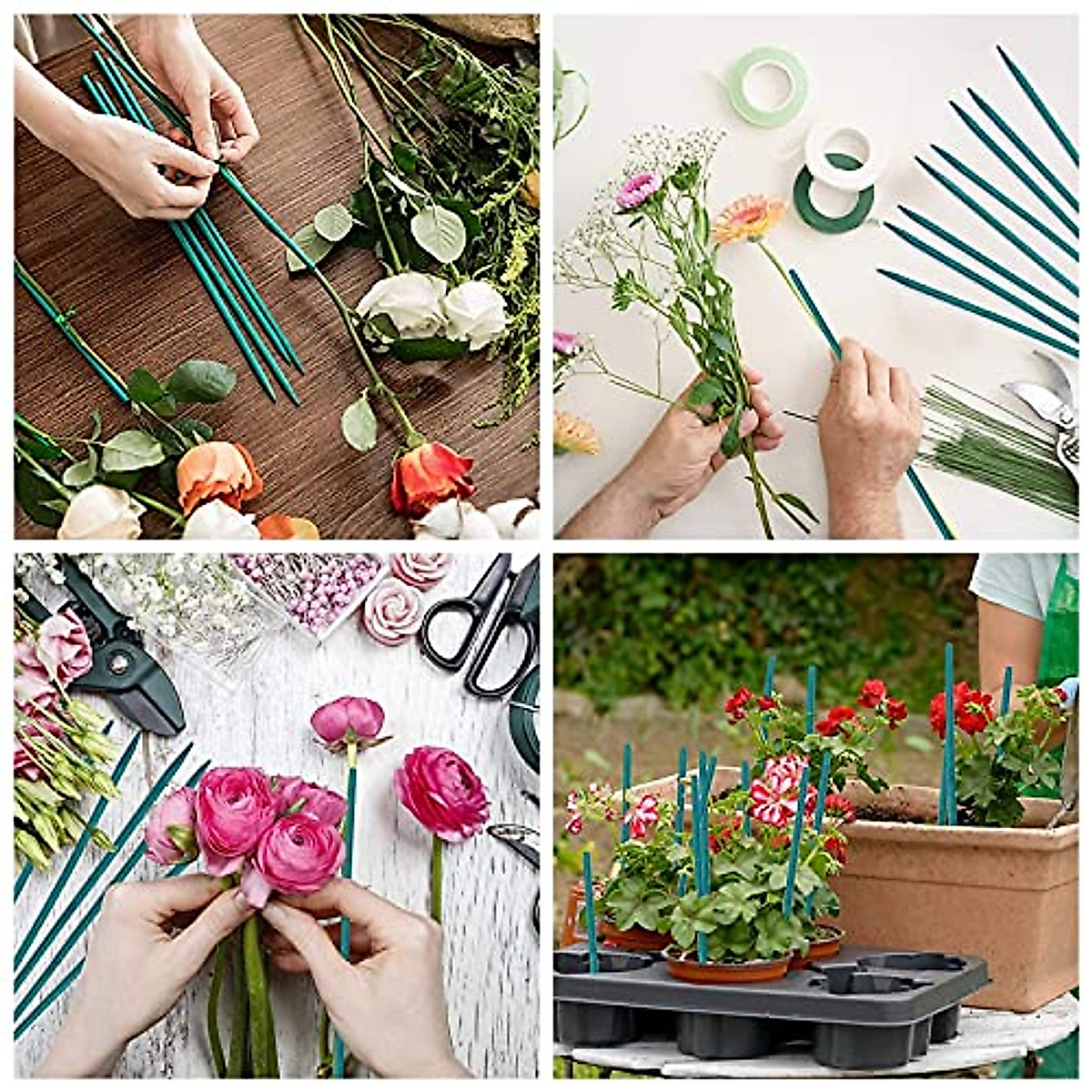 Jollybower 50pcs Green Wooden Garden Stakes, 16 inch Natural Green Bamboo Sticks, Floral Plant Support Wooden, Wooden Sign Posting Garden Sticks Support Floral Plant, Tomato Stakes, Potted Plants