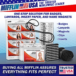 Mifflin-USA Plastic Waterproof ID Badge Holders (Clear, 2.25x3.5 Inch, 100 Pack), Vertical Hanging Name Card Holder with Zipper, Resealable Bulk Nametag Holders