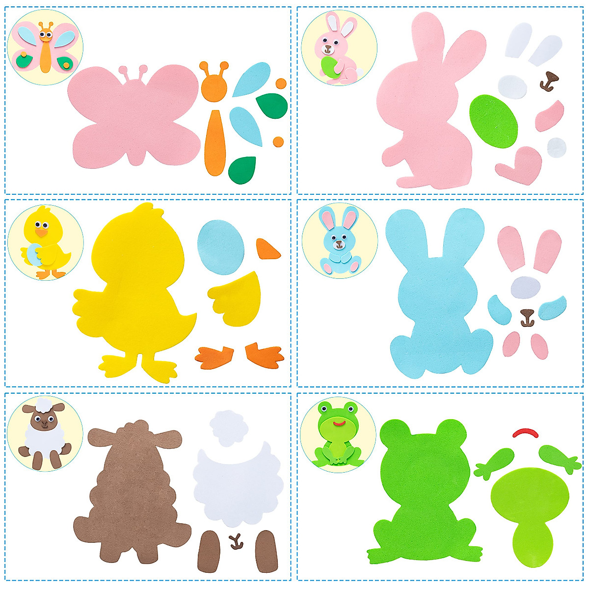 JOYIN 24 Pcs Foam Easter Egg Magnet Craft Kit, Easter Craft Kits DIY Animal and Egg Magnet Set for Kids Favor Classroom Homeschool Art Decor, Art and Craft Supplies Party Favors