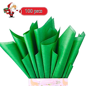 FEPITO 100 Sheets Green Christmas Tissue Paper Gift Wrapping for Xmas Wrapping Presents, Crafts(14 x 20 Inch)