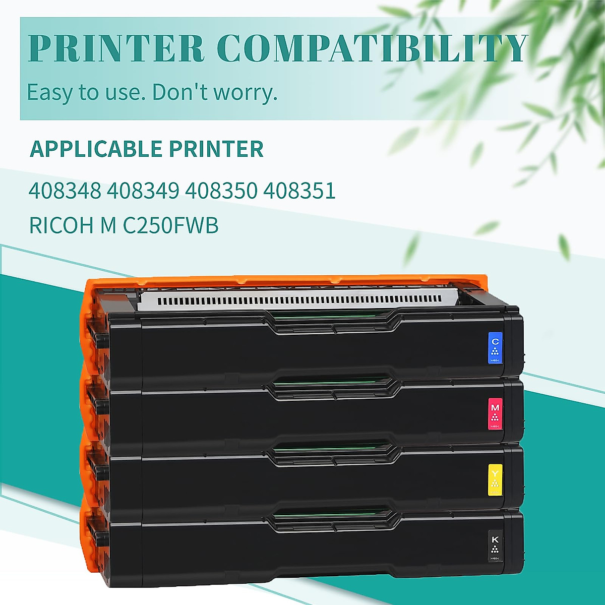 SAIDING Compatible Toner Cartridge Replacement for Ricoh M C250 408348 408349 408350 408351 to Use with M C250FWB Printer (1Black 1Cyan 1Magenta 1Yellow)