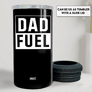 SANDJEST 4-in-1 Dad Tumbler Gifts for Dad from Daughter Son - 12oz Dad Fuel Can Cooler Tumblers Travel Mug Cup - Stainless Steel Insulated Cans Coozie Christmas, Birthday, Father's Day Gift for Daddy