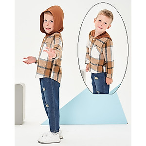 Renotemy Toddler Boy Outfits 2T Winter Outfits Size 3T Warm Little boy Clothes 2yr Old Fall Flannel Plaid Hooded Sweatsuit Denim Pants Sets Fall Baby Jeans Clothing 2T Boy Clothes 3T