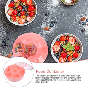 DOITOOL Veggie Tray, Round Plastic Serving Tray with Lid, 7 Compartments, Pink