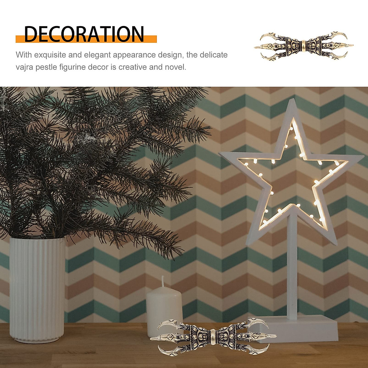 Garneck Silver Pendant 2pcs Utensil Ornament Antique Brass Beadwork Man Charm Amulet