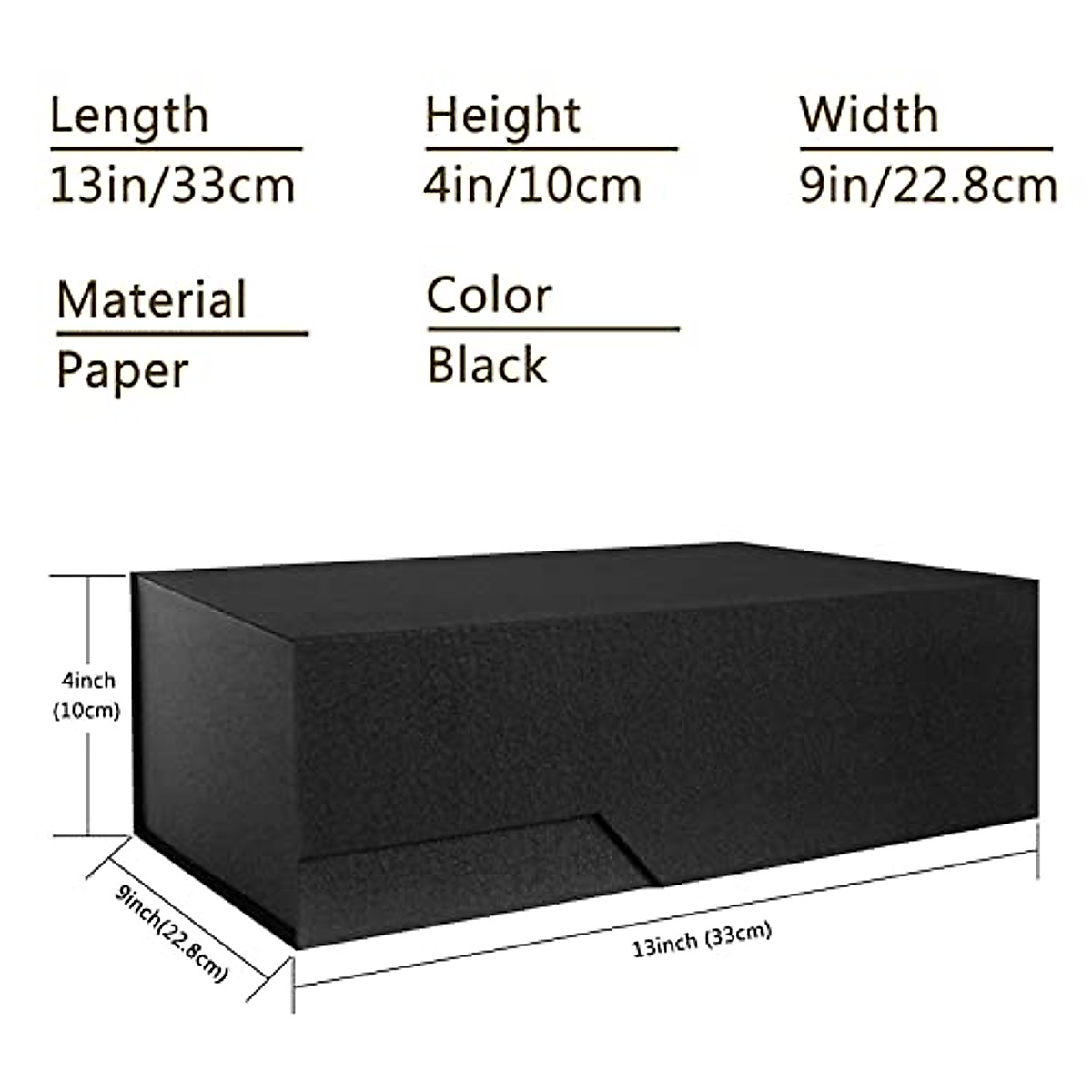 YAWOIRG Black Gift Box, 13x9x4 inches, Large Present Box with Lid, Square Magnetic Gift Box for Presents, Empty Decorative Gift Boxes for Gift Wrapping and Storage, Matte