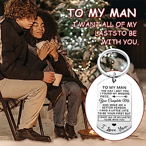 Boyfriend Husband Birthday Gift from Wife Girlfriend, To My Man Keychain Gifts for Him Hubby BF Anniversary Valentines Day Gift for Husband Fiance Keyring for Boyfriend