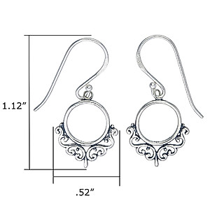 Boma Jewelry Sterling Silver Balinese Style Filigree Circle Dangle Earrings
