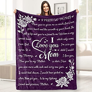 Birthday Gifts for Mom from Daughter Son, I Love You Mom Gifts Throw Blanket, Mother of The Bride Gifts, Anniversary Best Unique Gifts Idea for Mommy Her Women Wife on Mothers Day 50x60 inch