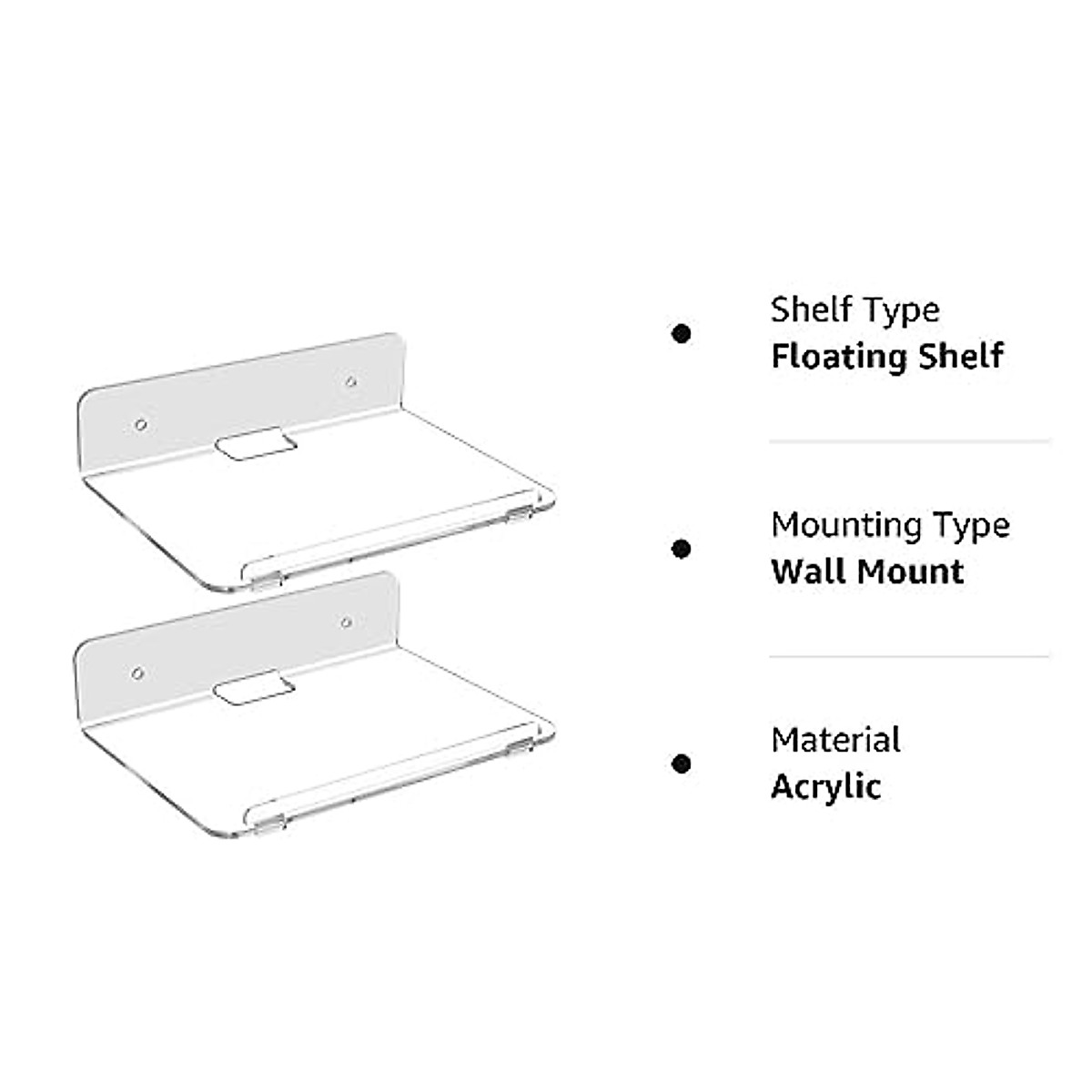 Acrylic Floating Shelf, 2 Pack Wall Mount Shelf for Speaker Monitor Living Room Wall Decor, 7.9x5.9