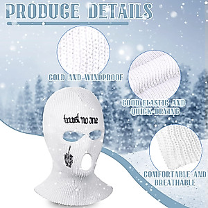 Winter Ski Mask for Men 3 Hole Balaclava Face Mask Full Face Mask Knitted Ski Mask Beanie Full Face Cover for Men Women Sport (White)