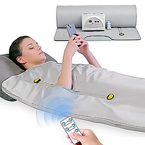 TOPQSC Infrared Sauna Blankets, Portable Personal Sauna with Zipper and Remote Controller, Professional Detox Therapy Saunas for Home Silver