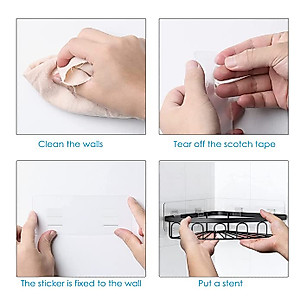 Xniseng Shower Caddy Adhesive Replacement, No Drilling Strong Transparent Shower Adhesive Strips For Shower Caddy, Soap Holder, Bathroom Storage Shelves And Kitchen Racks