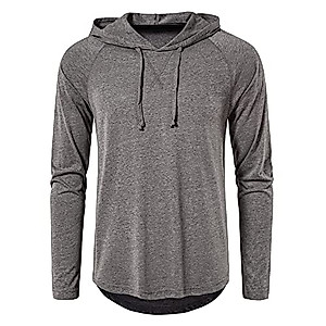 MUSE FATH Mens Lightweight Long Sleeve Active Baseball Hoodie Tee Shirts-Dark Grey-S