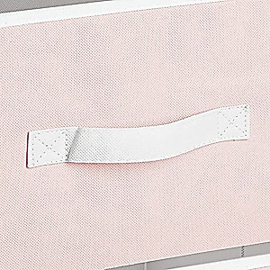 mDesign Tall Dresser Storage Tower Stand with 4 Removable Fabric Drawers - Steel Frame, Wood Top Organizer for Baby, Kid, and Teen Bedroom, Nursery, Playroom, or Dorm - Jane Collection - Pink/White