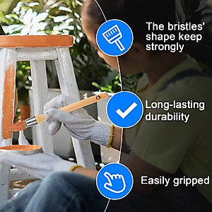 WRAPXPERT Trim Paint Brush,11" Long Handle Edge Painting Tool Kit,Round Trim Brushes for Corner,Touch UPs,Artwork,House Wall Edges 3-Pack