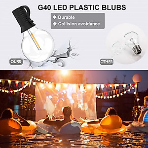 Outdoor String Lights G40 Globe LED Bulbs, Panaromia 41FT Patio Lights 30+3 Bulbs, Waterproof Shatterproof Hanging Lights for Indoor Outside Garden Home Christmas Xmas Warm White (A-LED-41ft)