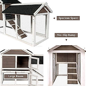 Kinsuite Rabbit Hutch Outdoor Bunny Cage with Tray Indoor Wooden Rabbit Cage House for Small Animals