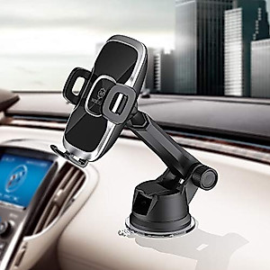 WixGear Phone Holder for Car, Universal Dashboard Windshield Phone Car Suction Cup Mount Holder for Cell Phone 360 Degree Rotation Compatible with iPhone Xs/XS Max / 8/7 / 6, Galaxy S and More