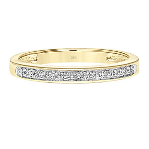 Brilliant Expressions 10K Yellow Gold 0.06 Cttw Conflict Free Diamond Shared Prong Wedding or Anniversary Band (I-J Color, I2-I3 Clarity), Size 8