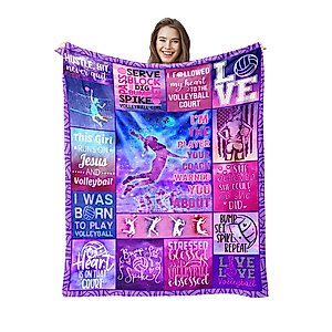 Pozevan Volleyball Gift Blanket - Volleyball Gifts for Teen Girls - Volleyball Gifts for Team - Volleyball Coach Gift - Volleyball Gifts for Girls - Gifts for Volleyball Lovers - 50" X 60"