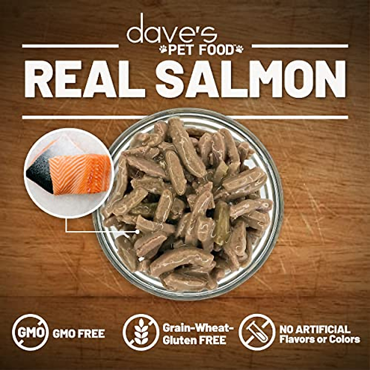 Dave's Pet Food Grain Free Wet Cat Food (Shredded Salmon in Gravy), Made in Canada Naturally Healthy Canned Cat Food, Added Vitamins & Minerals, Wheat & Gluten-Free, GMO-Free, 5.5 oz (Case of 24)