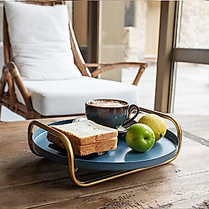 Decorative Trays, Metal Coffee Table Tray, Decorative Serving Tray with Gold Handle, Table Decor for Coffee Table, Coffee Bar, Kitchen Counter, Dining Table, Home Decor, Decorative Table