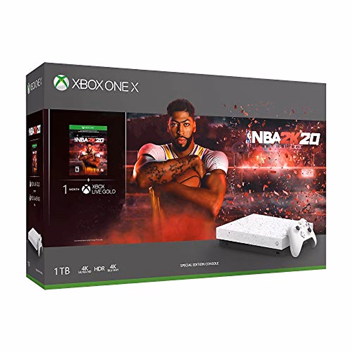Microsoft Xbox One X 1TB SSD Enhanced NBA 2K20 Hyperspace Limited Edition White Night Sky Console, NBA 2K20 Full Game, 1 Month Xbox Live Gold and Game Pass Bundle