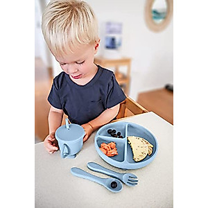 Baby Led Weaning - Silicone Baby Feeding Set - Baby Led Weaning Supplies - Baby Led Weaning Utensils - Silicone Plates For Baby - Silicone Bibs for Babies - 6 Month Old Baby Essentials - Baby Products