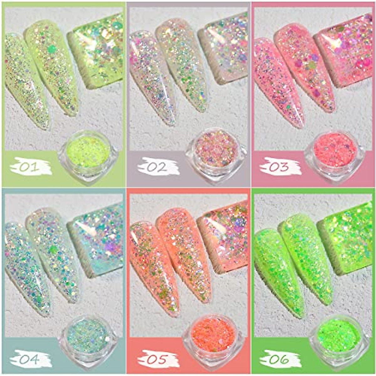 6 Box Nail Sequins Fine Glitter,Sugar Glitter for Nails Cosmetic Holographic Nail Glitters for Acrylic Nails Nail Glitter Flakes for Resin Chunky Nail Glitter Acrylic(Pattern 4)