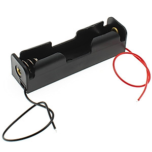 LBTODH 2PCS 18650 Battery Holder with Lead Wire Bundle 18650 Battery Holder 3.7V DIY Battery Storage Boxes Black Plastic Battery Case Kit