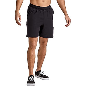 Hanes Men's Originals Cotton Pockets, Pull-On Jersey Gym Shorts, 7", Black