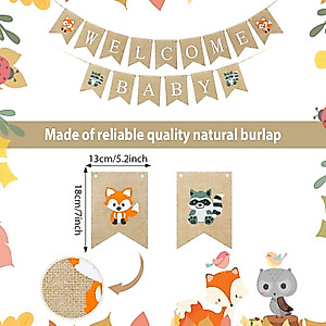 Woodlands Baby Shower Decorations Woodland Boy Baby Shower Banners, 1 Welcome Little Baby Banner, 2 Woodland Creatures Banners Deer Forest Animal Friends Garland Baby Shower Birthday Party Decor