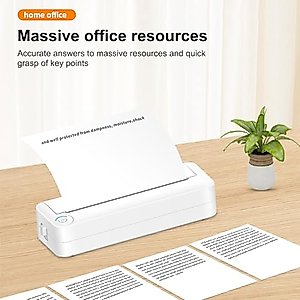 Dioche Thermal Printer, 200dpi Portable Printer No Ink Printer with Bluetooth USB Connection for Clear and Convenient Printing (White)