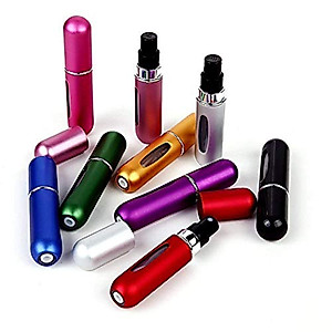 Refillable Perfume Atomizer Bottle, Pocket Cologne Sprayer, Travel Mini Perfume Atomizer Container Multicolor Perfume Spray, Scent Pump Case for Traveling 3 Pcs Pack of 5ml, Blue-Silver-Rose Pink