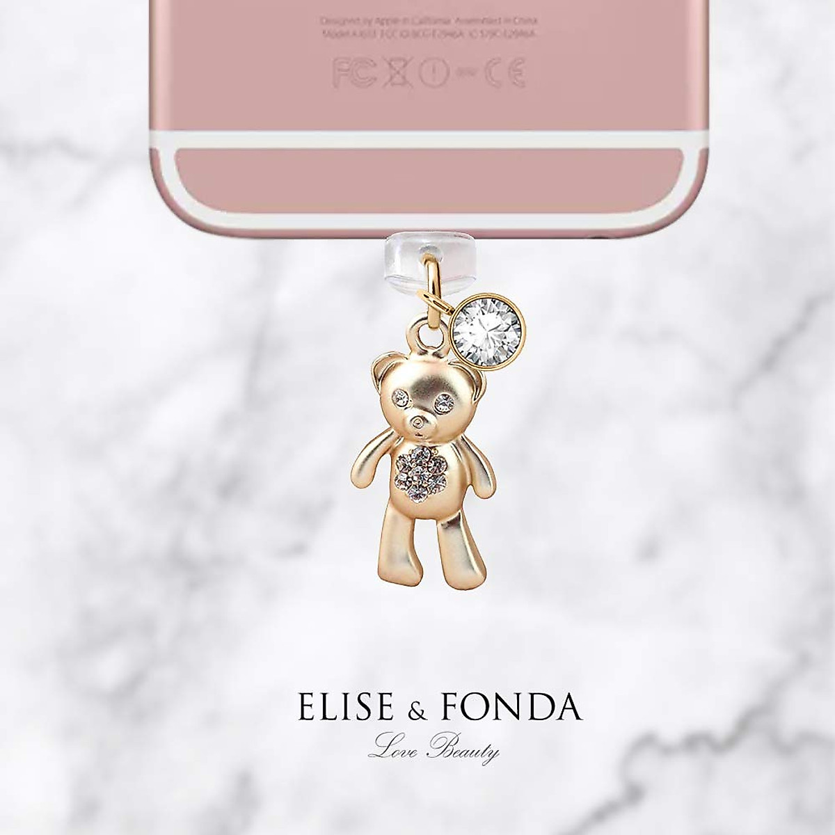 EIISE & FONDA CP1 USB Charging Port Anti Dust Plug Teddy Bear Pendant Phone Charm for iPhone 11/ XS MAX/XR/X/8 Plus/7/6S/6/SE iPad iPod