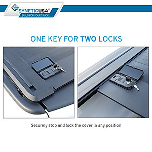 Syneticusa Retractable Tonneau Cover Fits 2019-2023 Ford Ranger 5' (61”) Truck Bed Aluminum Matte Black Low Profile Waterproof Off Road Rack Ready