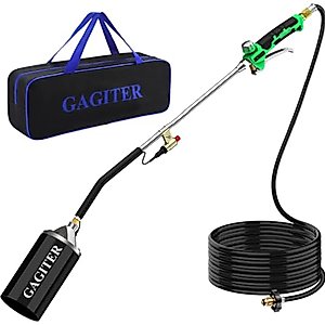 Propane Torch Weed Burner Kit,Weed Torch Blow Torch with Storage Bag, Heavy Duty Flamethrower with Turbo Trigger and 10 FT Hose for Flame Weeding,Roofing, Melting Ice Snow