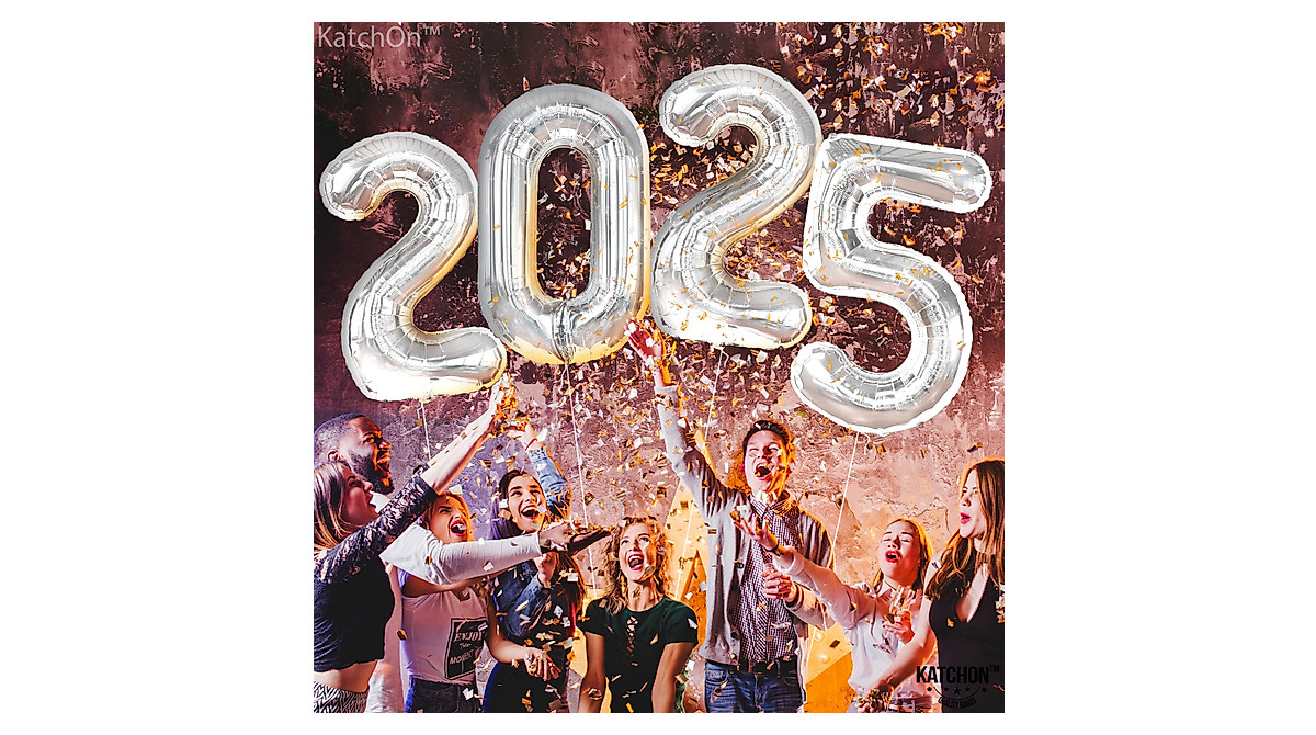 Giant Silver 2025 Balloons for New Year's Celebrations