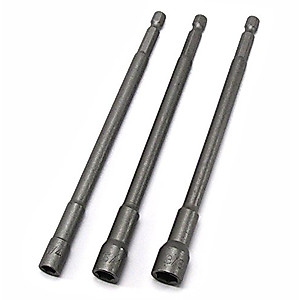 Elitexion 6 Inch Long Magnetic Nut Setters 1/4 inch Hex Shank Heavy Duty for 1/4, 5/16, and 3/8 inch Set – 3 Piece Set